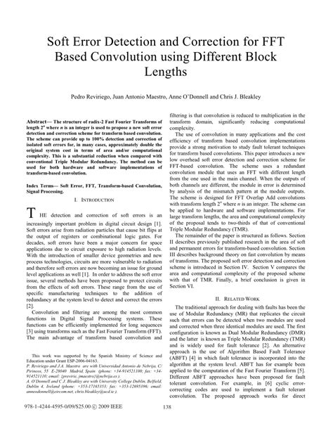 pdf soft error detection and correction for fft based convolution