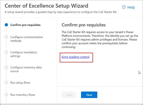 Coe Starter Kit Bug Setup Wizard Error Loading Control · Issue
