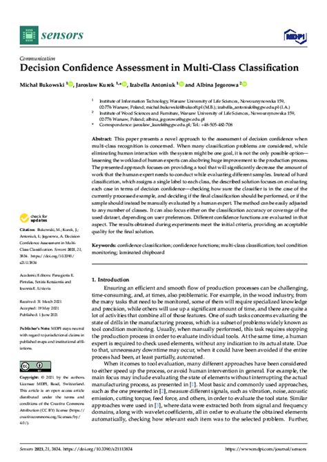 Pdf Decision Confidence Assessment In Multi Class Classification