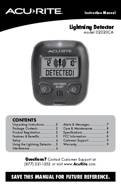 Acurite 02020ca Lightning Detector Instruction Manual