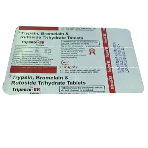 Tripenzo Br Trypsin Bromelain Rutoside Trihydrate Tablet At Rs 1990box