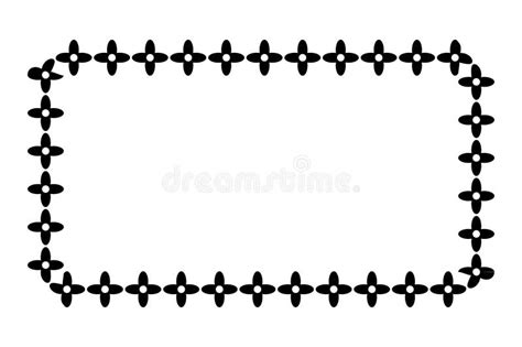 Simple Frame Black Flower Rectangle Vector Isolated On White Stock