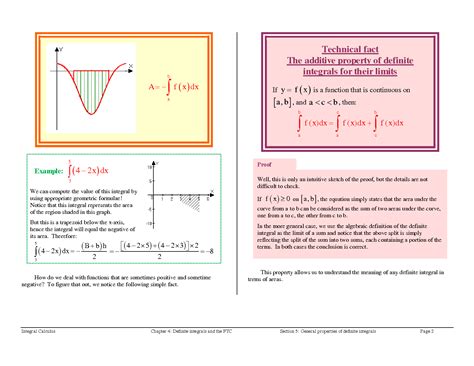Solution Definite Integrals And The Ftc 0ageneral Properties Of