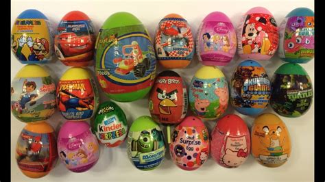 25 Surprise Easter Eggs Kinder Peppa Hellokitty Giant Angrybirds Moshi Dora Disney Marvel