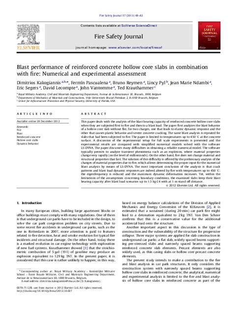 Pdf Blast Performance Of Reinforced Concrete Hollow Core Slabs In Combination With Fire