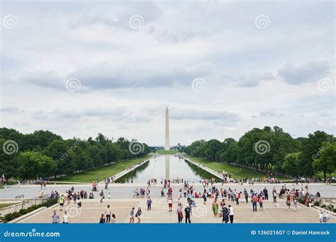 People Overlooking Reflecting Pool Editorial Photography Image Of
