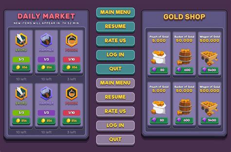 Action Game Ui Kit Will Menus Pop Up Screens And Game Elements Vector Art At Vecteezy
