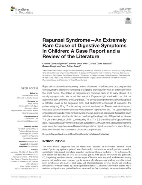 Pdf Rapunzel Syndrome—an Extremely Rare Cause Of Digestive Symptoms