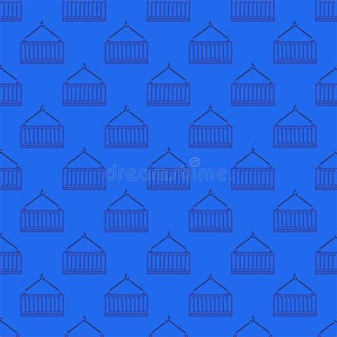 Freight Container Vector Transportation Concept Blue Linear Seamless Pattern Stock Vector