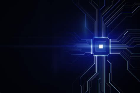 Premium Photo Creative Glowing Chip Circuit Hologram On Dark Backdrop With Mock Up Place Cpu