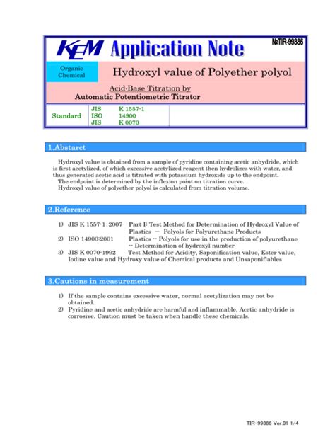 Hydroxyl Value Of Polyether Polyol