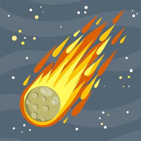Meteoro Con Estela De Fuego Objeto Espacial Peligroso Cometa Con Cola