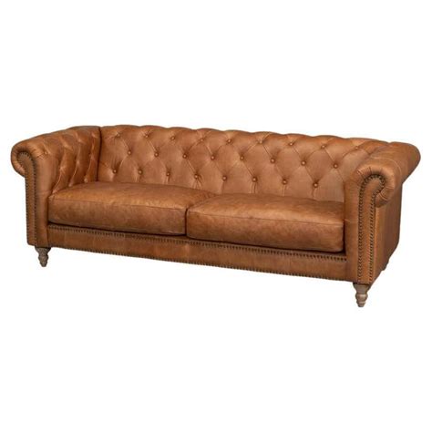 Antique English Tufted Original Leather Chesterfield Sofa Thoroughly