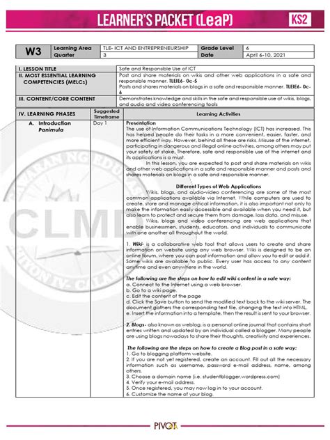 Tle Ict6 W3 Pdf Websites Wiki
