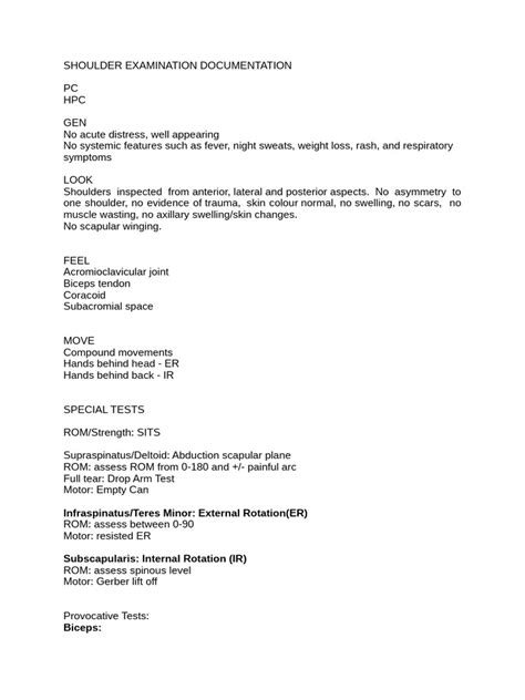 Shoulder Examination Documentation Pdf