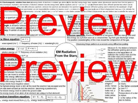 OCR Physics Module 5 Em Rad From The Stars Teaching Resources