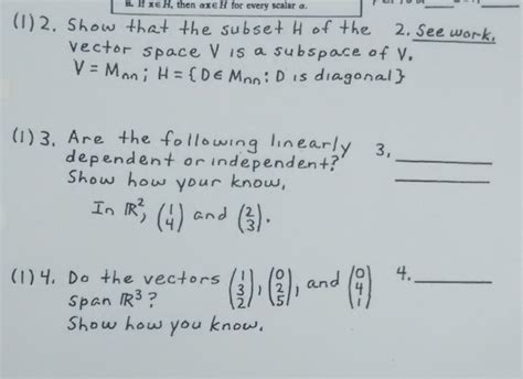solved the questions are from linear algebra vector space