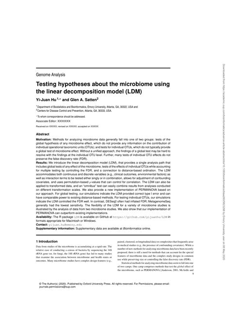 Pdf Testing Hypotheses About The Microbiome Using The Linear