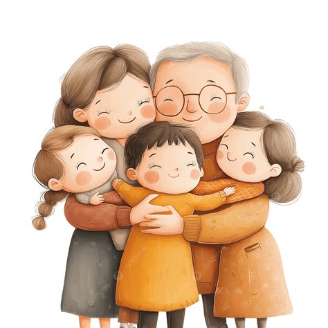 행복한 가족 포옹 조부모 부모 손자 클립 아트 그림 손자를 껴안는 조부모 가족 사랑 그림 귀여운 만화 가족 클립 아트 Png 일러스트 및 이미지 에 대한 무료 다운로드