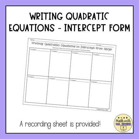 Intercept Form Of A Quadratic Equation