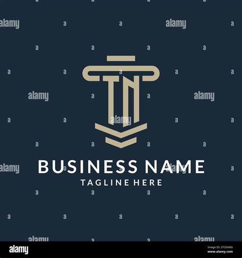 Tn Initial Logo Monogram With Simple Luxury Pillar Line Vector Design Ideas Stock Vector Image
