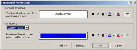 MS Access Conditional Formatting