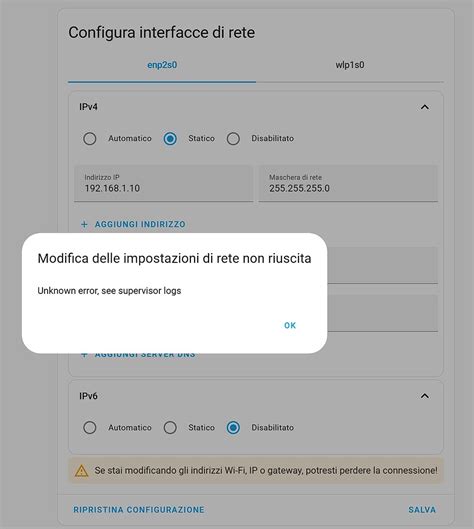Error Setting Static Ip Address Installation Home Assistant Community