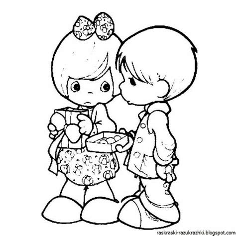 Картинки раскраски мальчик и девочка