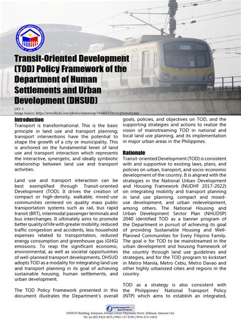 Tod Policy Framework Pdf Transport Public Transport