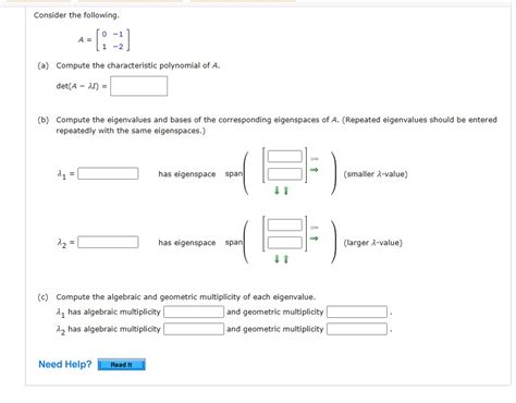 solved consider the following a compute the characteristic polynomial