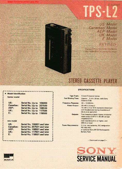 SONY TPS L2 SM Service Manual Download Schematics Eeprom Repair Info For Electronics Experts