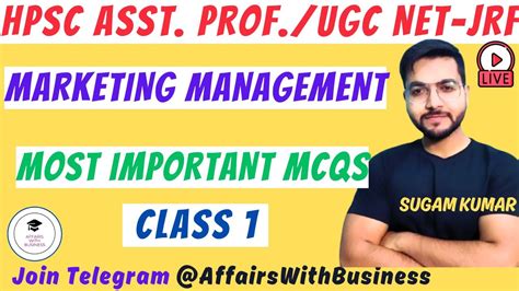 Hpsc Asst Prof I Ugc Net Jrf I Commerce L Marketing Management I Mcqs