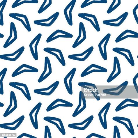 흰색 배경에 고립 된 파란색 잉크 부메랑 귀여운 기하학적 흑백 매끄러운 패턴 벡터 플랫 그래픽 손 그린 그림 텍스처 스케치에 대한 스톡 벡터 아트 및 기타 이미지 Istock