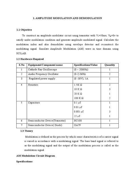 Amplitude Modulation And Demodulation Pdf Modulation Detector Radio