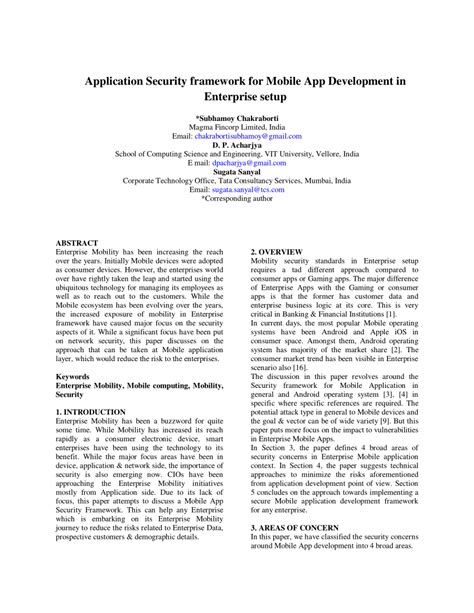 Pdf Application Security Framework For Mobile App Development In Enterprise Setup