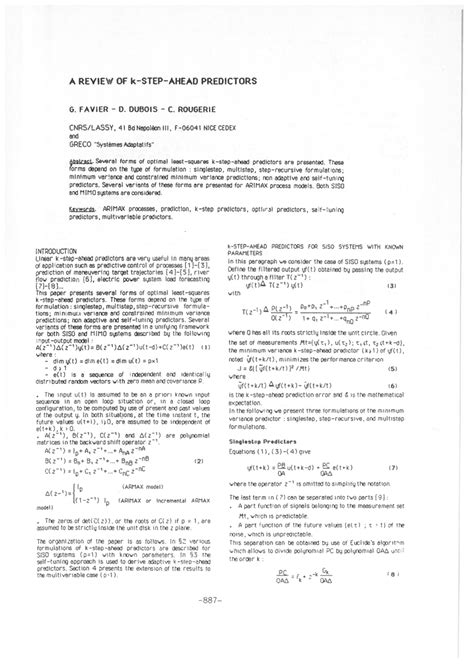 Pdf A Review Of K Step Ahead Predictors