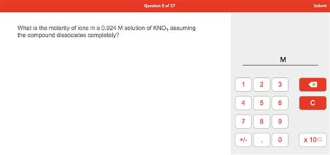 [solved] Chemistry Questions Question 9 Of 27 Submit What Is The Molarity Of Course Hero