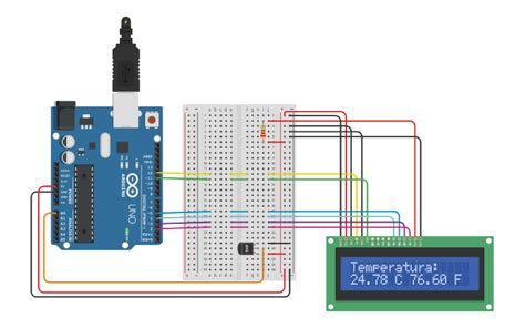 Circuit Design Circuito Com Sensor De Temperatura E Display Lcd Tinkercad