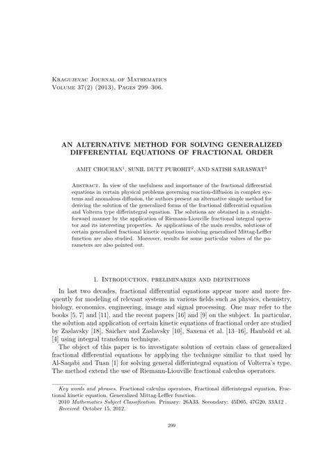 Pdf An Alternative Method For Solving Generalized Differential