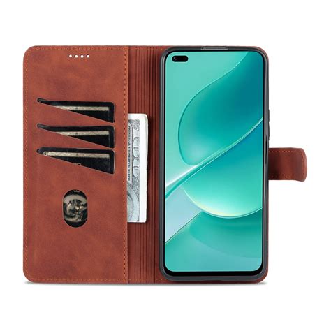 For Huawei Nova Z Enjoy Plus AZNS Skin Feel Calf Texture Flip Leather Phone Case Brown