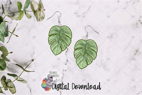 Spring Design Monstera Leaf Earring Sublimation Design Garden Earring