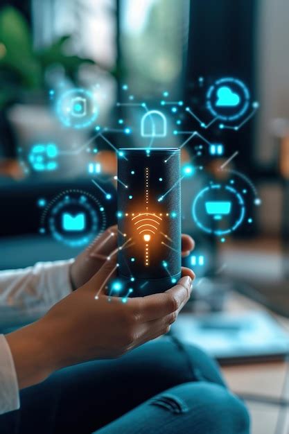 Premium Photo A Person Using Voice Commands For Smart Home Technology