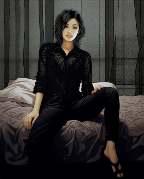 Woman Poses On Bed Premium Ai Generated Image