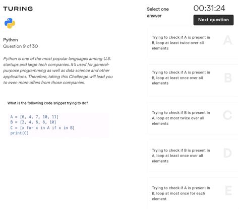 TURING Select One Answer Next StudyX