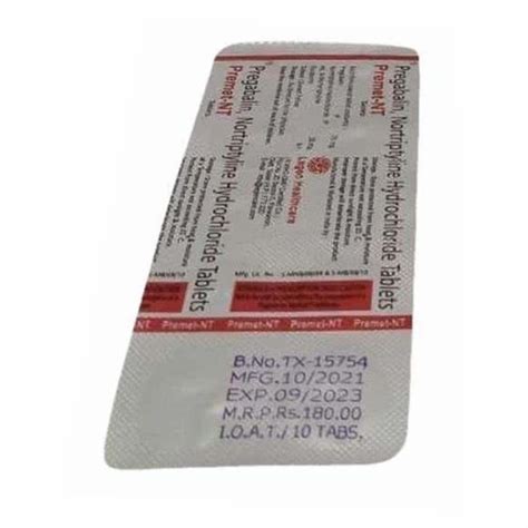 75mg Pregabalin Notriptyline Hydrocloride Tablet At Rs 1440 Box