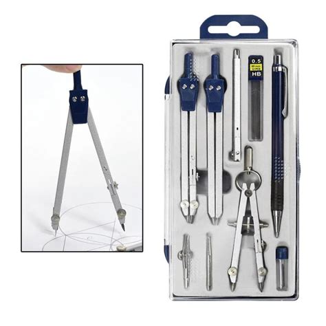 9 Pieces Math Geometry Sets With Storage Boxincludes Compass Replacement Pins Pencil For