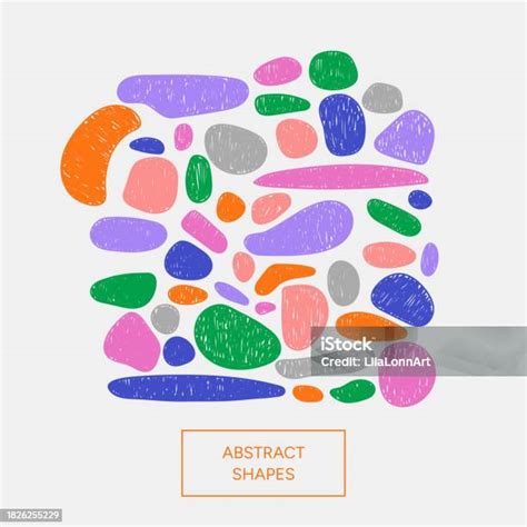 추상 손으로 그린 조약돌 모양 스토브 낙서 낙서 벡터 일러스트레이션의 집합입니다 인쇄 포스터 소셜 미디어 게시물 의류 스티커에