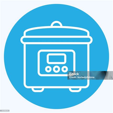 아이콘 밥솥 주방 가전 기호에 적합합니다 파란 눈 스타일 편집 가능한 간단한 디자인 디자인 템플릿 벡터 간단한 그림 0명에 대한