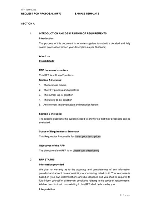 Sample Rfp Template Sample Rfp Template