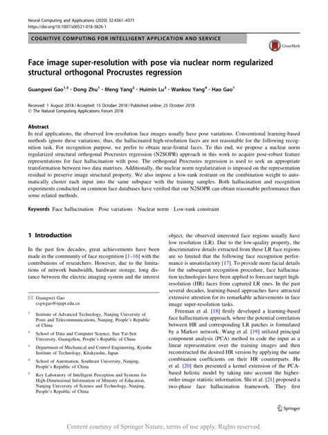 Face Image Super Resolution With Pose Via Nuclear Norm Regularized Structural Orthogonal